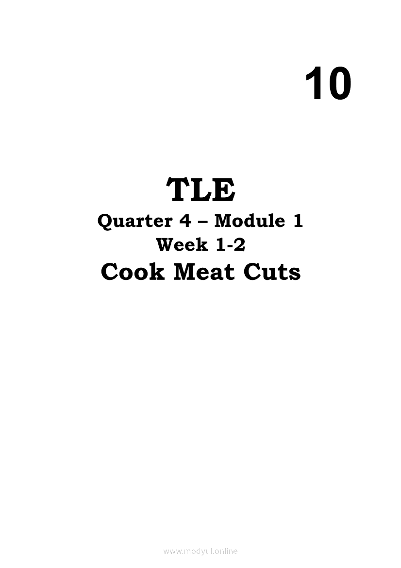 TLE HE COOKERY Quarter 4 Module 1 Week 1 2 Cook Meat Cuts TLE HE COOKERY Quarter 4 Module 1 Week 1 2 Cook Meat Cuts